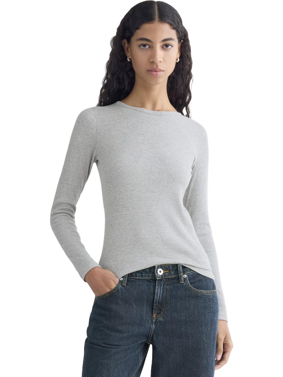 EVERLANE EVERLANE Luxe Rib Long-Sleeve Crew T-shirt